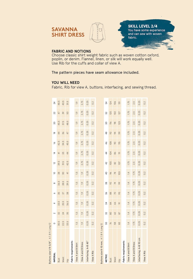 Savannah Dress and Shirt Pattern – The Stamford Fabric Company
